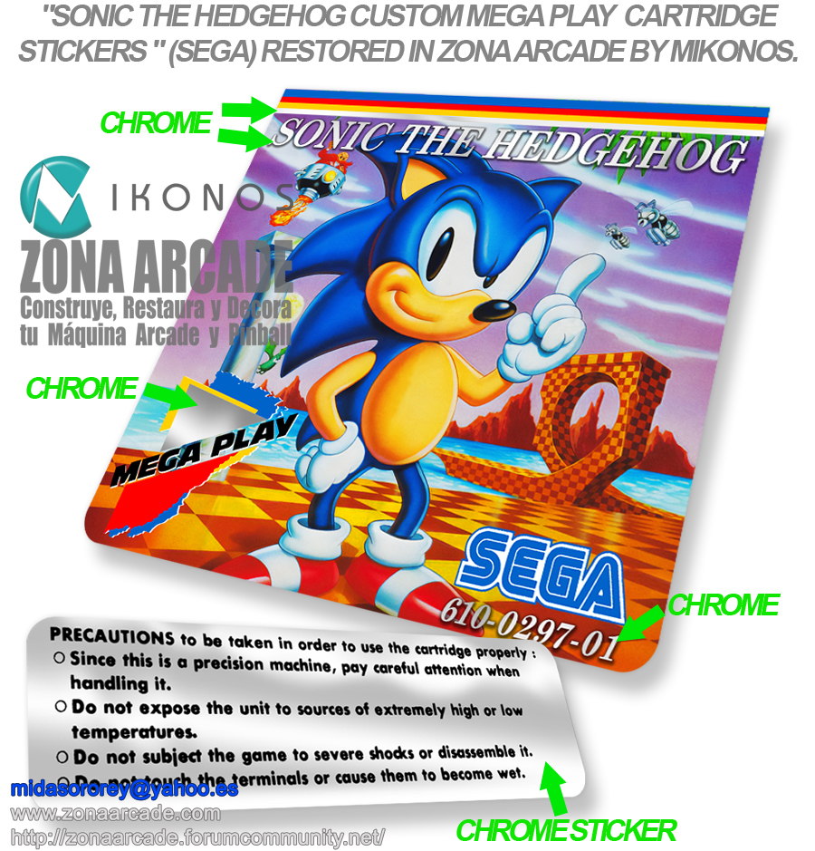 "Sonic The Hedgehog Custom Mega Play Cartridge Stickers" (SEGA ...