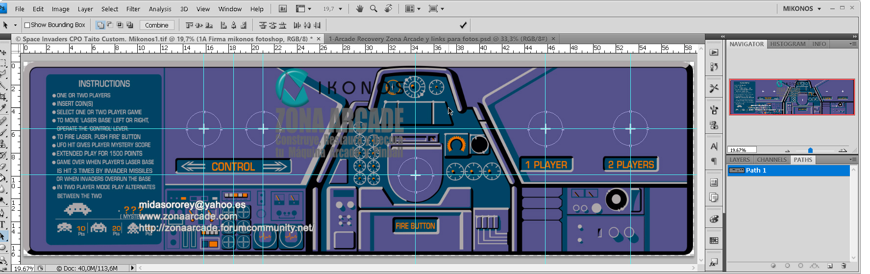 "Space Invaders Control Panel Overlay" (TAITO) adapted to 2 move ...