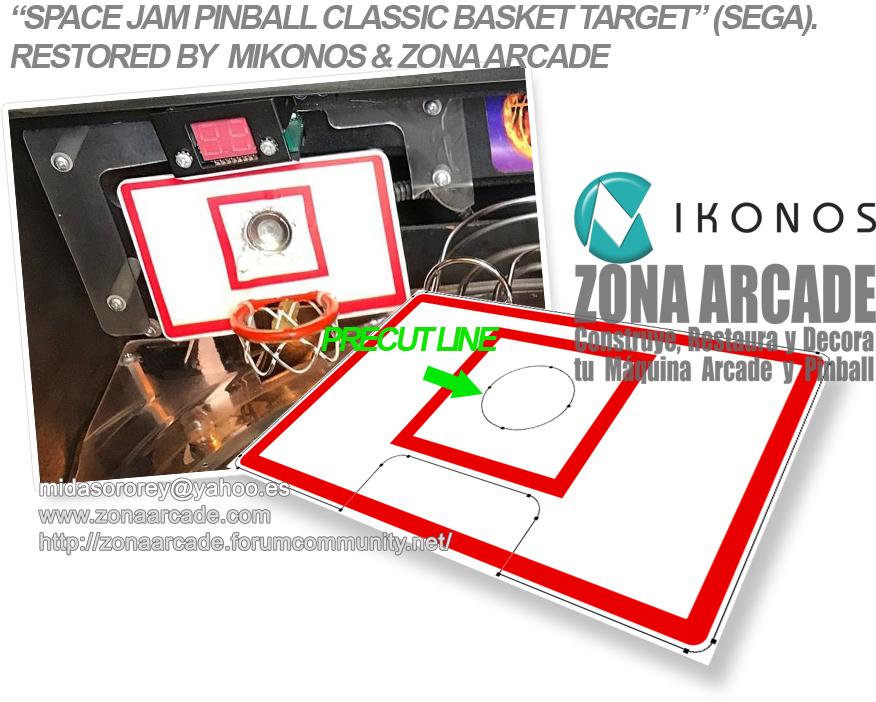"SPACE JAM PINBALL - CLASSIC BASKET TARGET". Restored Zona Arcade & Mikonos