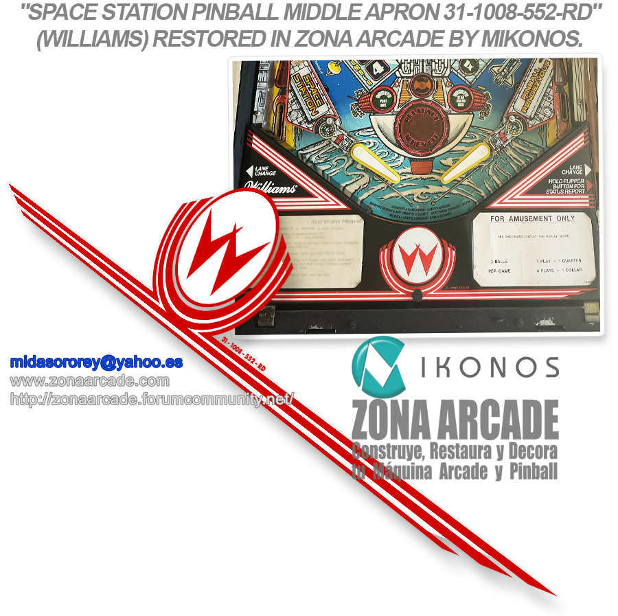 "SPACE STATION PINBALL APRONS 31-1008-552-RD" (WILLIAMS) restored ...