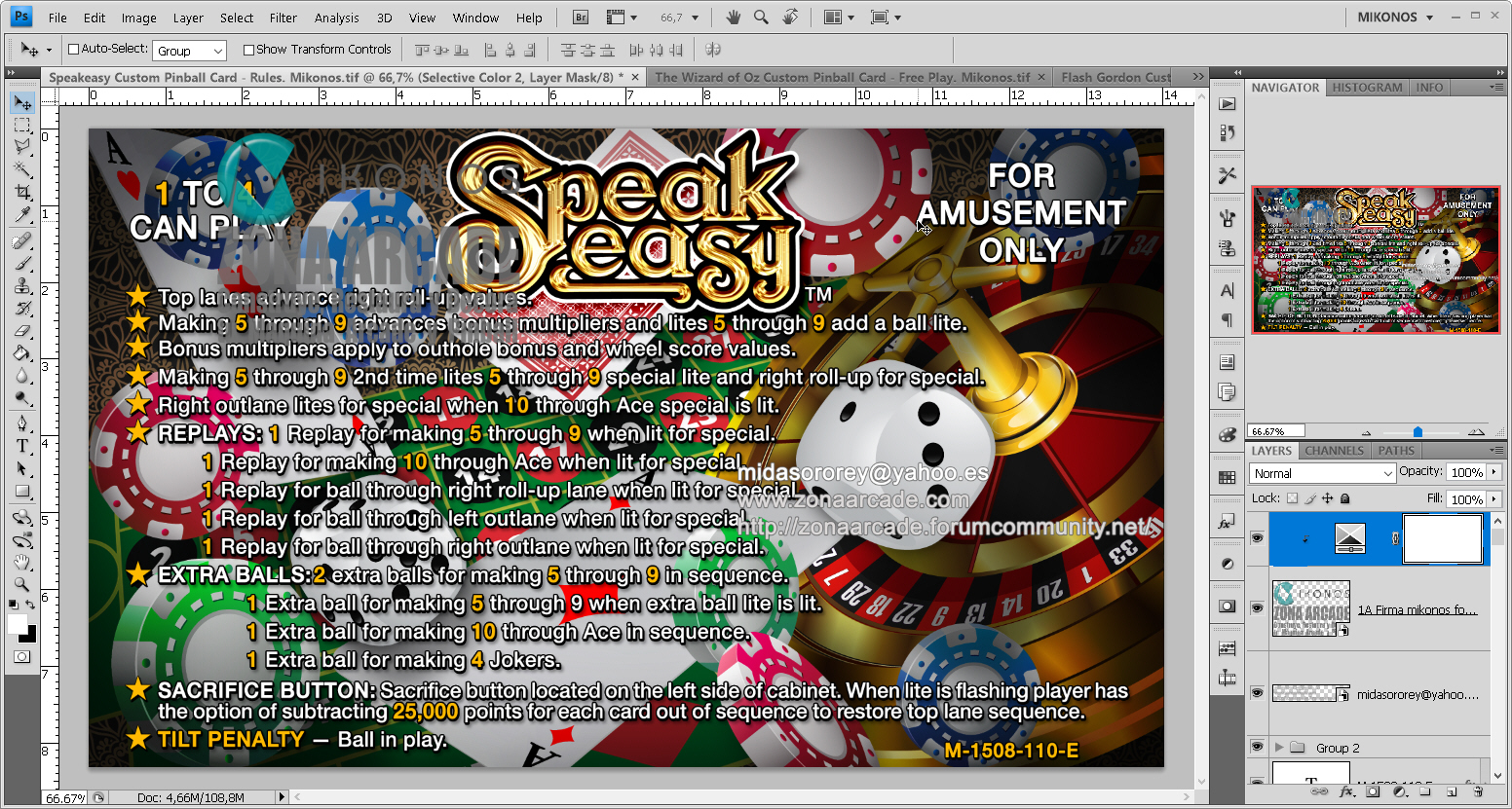 "Speak Easy Custom Pinball Cards" (BALLY). Designed by Mikonos & Zona ...