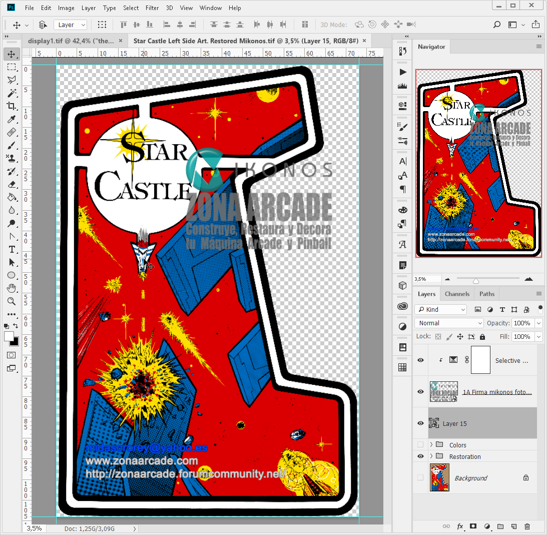 "STAR CASTLE SIDE ARTS" (CINEMATRONICS) arcade artwork in restoration ...
