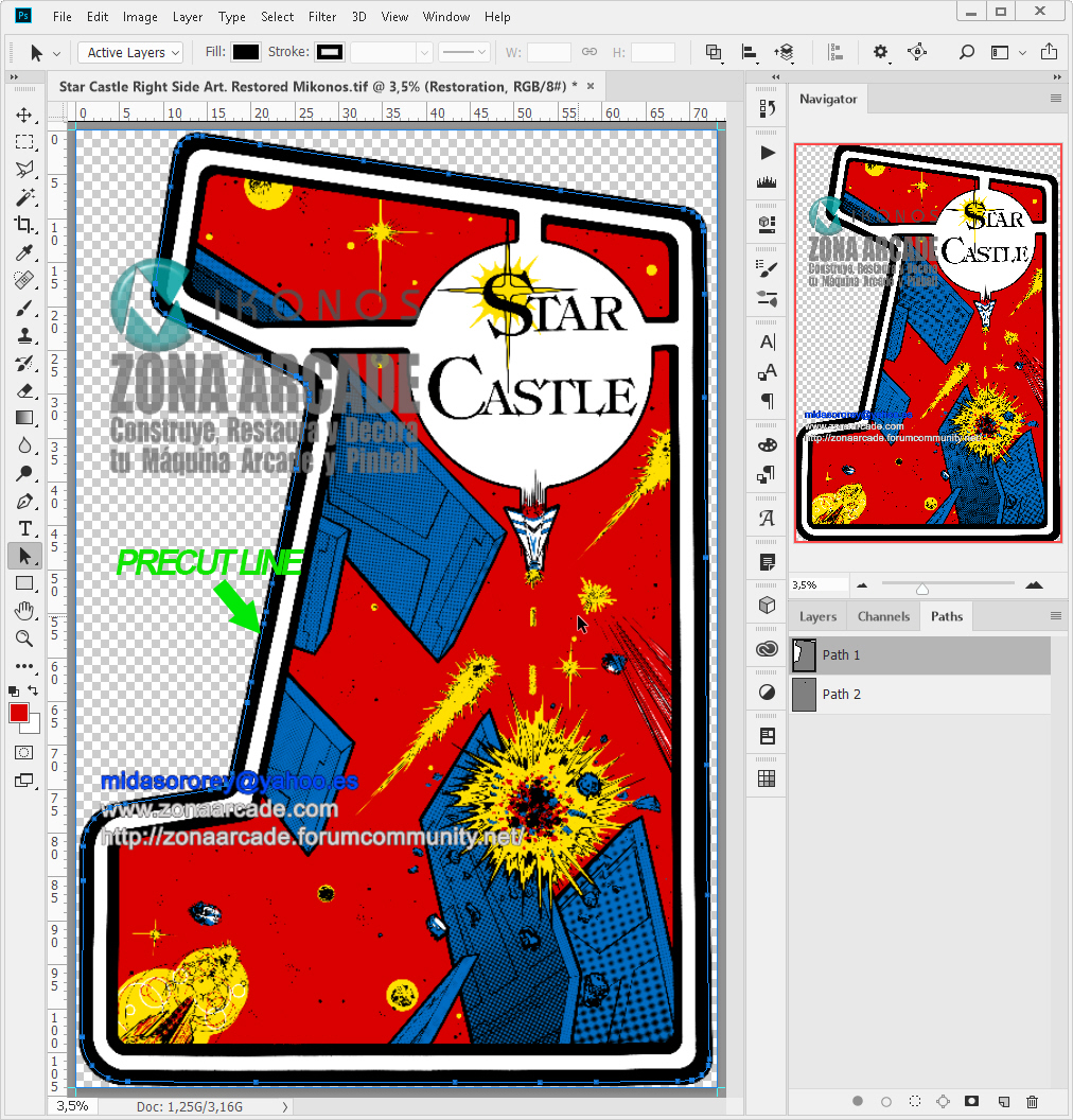 "STAR CASTLE SIDE ARTS" (CINEMATRONICS) arcade artwork in restoration ...