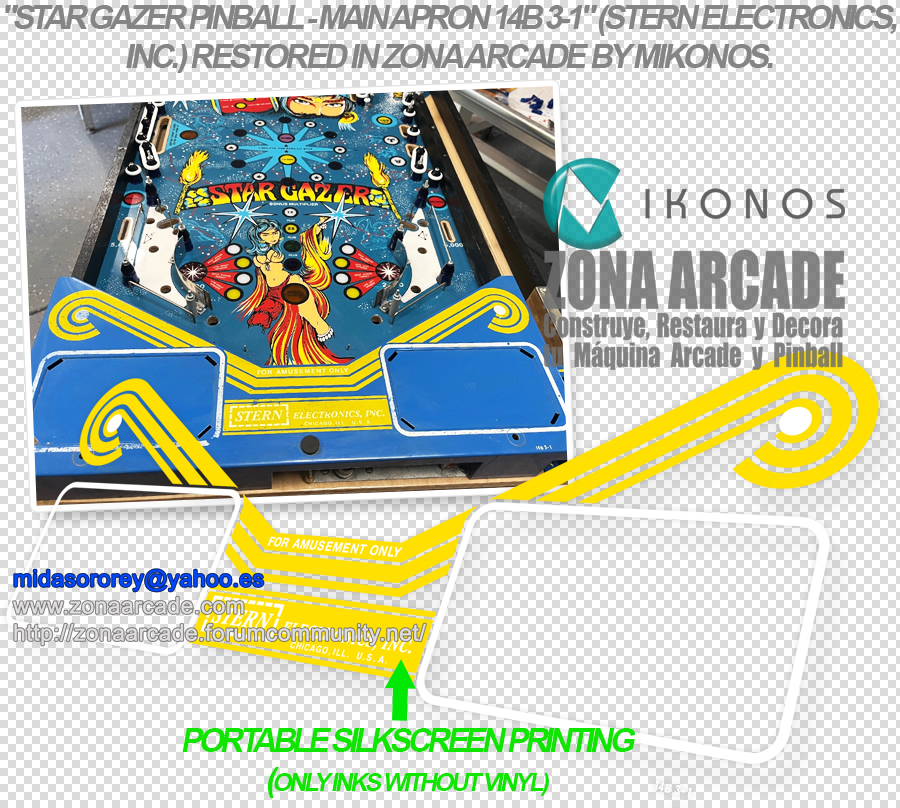 "STAR GAZER PINBALL APRONS 14B 3-1" (STERN ELECTRONICS, INC.) scan ...