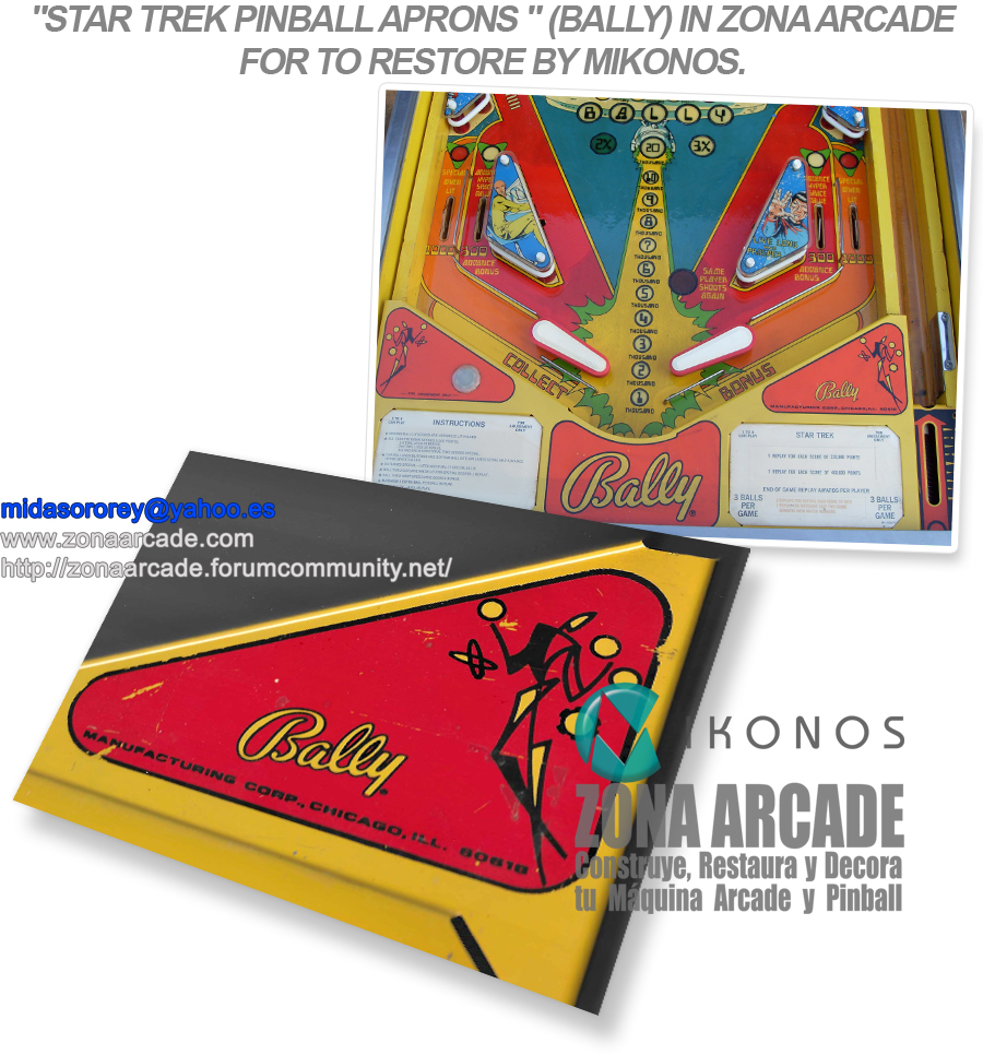 "STAR TREK PINBALL APRONS" (BALLY) scanned artwork files in Zona Arcade