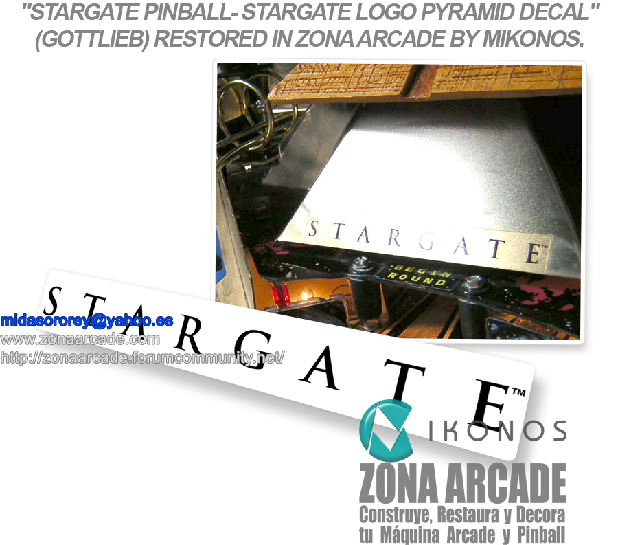 "STARGATE PINBALL - TRANSPARENT STARGATE PYRAMID DECAL 30740" (GOTTLIEB ...