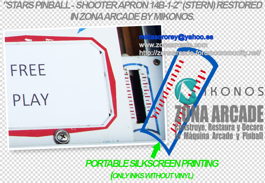 "STARS PINBALL APRONS 14B-1-2" (STERN) artwork restored by Zona Arcade ...