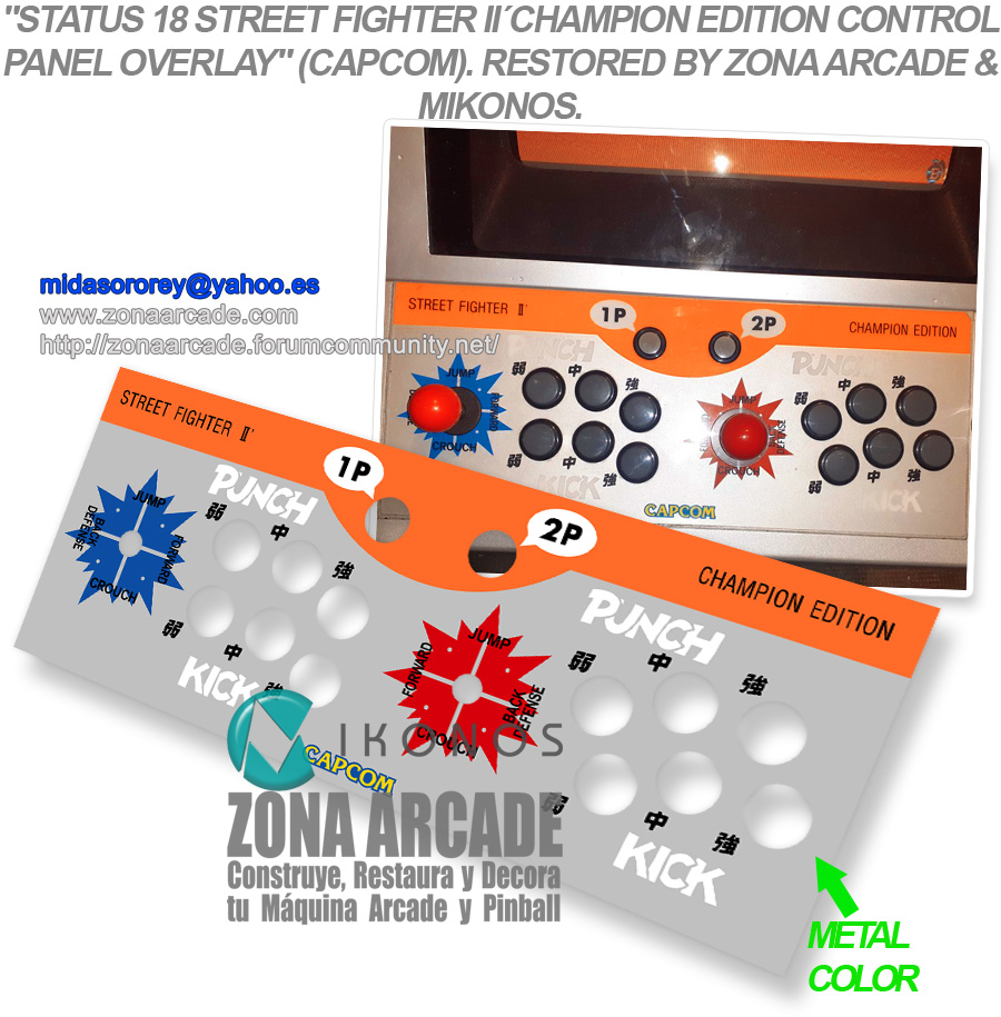 "STATUS 18 STREET FIGHTER II´CHAMPION EDITION CONTROL PANEL OVERLAY ...