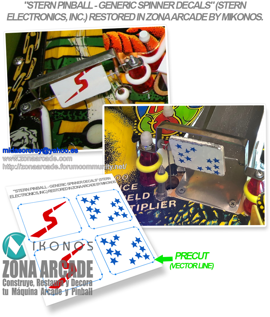 "STERN PINBALL GENERIC SPINNER DECALS" (STERN ELECTRONICS, INC ...