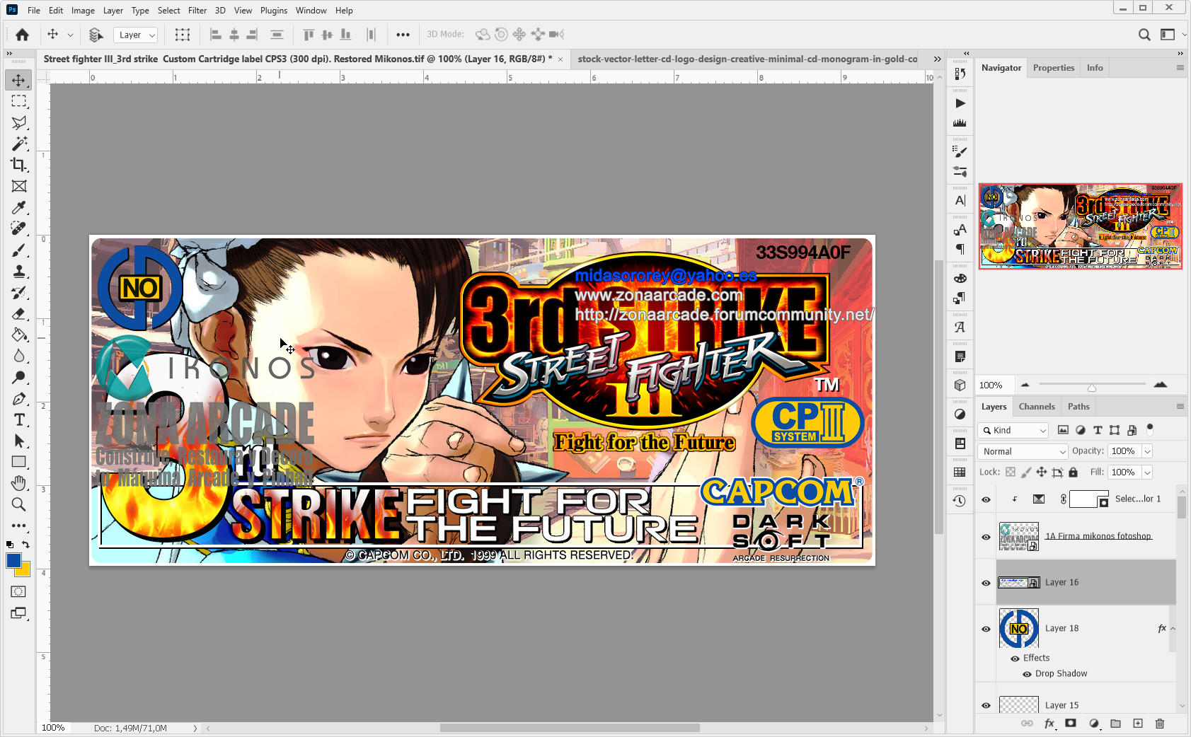 "Street Fighter III Third Strike Custom Cardtridge Label Sticker ...