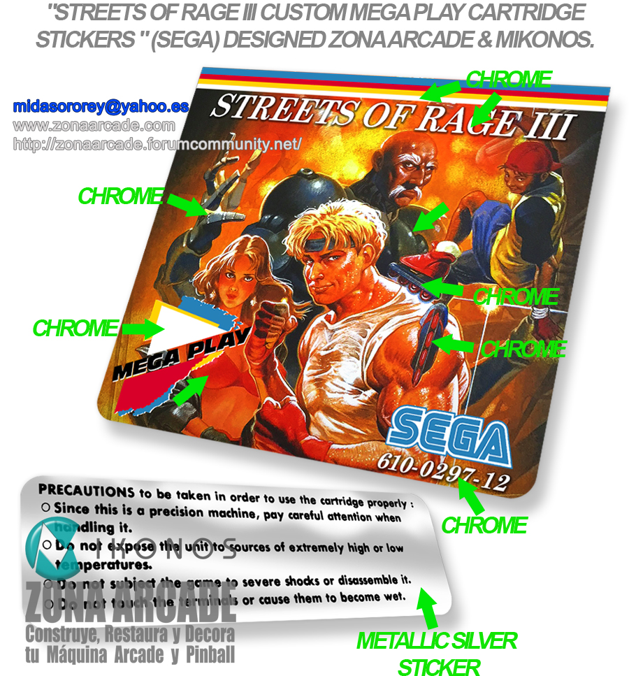 "Streets of Rage III Custom Mega Play Cartridge Stickers" (SEGA ...