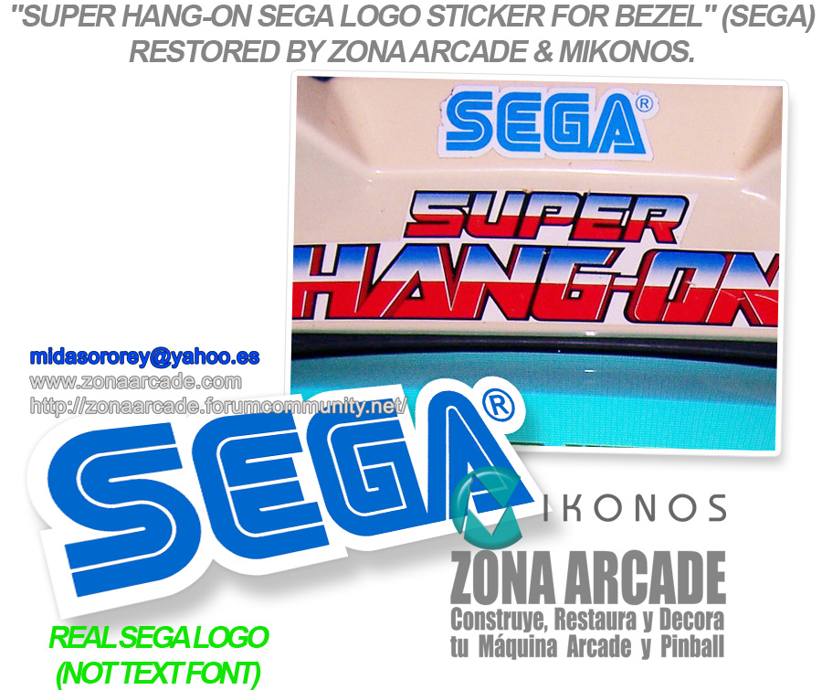 "SUPER HANG-ON SEGA LOGO STICKER FOR BEZEL" (SEGA) arcade artwork file ...