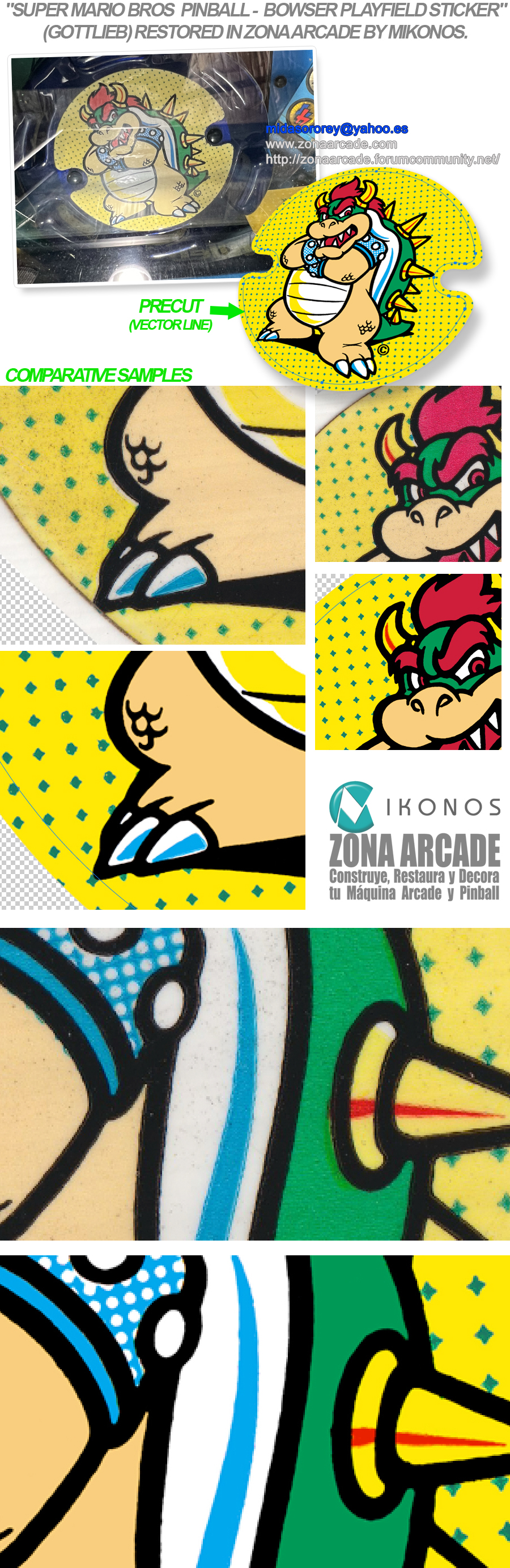 "SUPER MARIO BROS PINBALL - ALL PLAYFIELD STICKERS" (GOTTLIEB) artworks ...