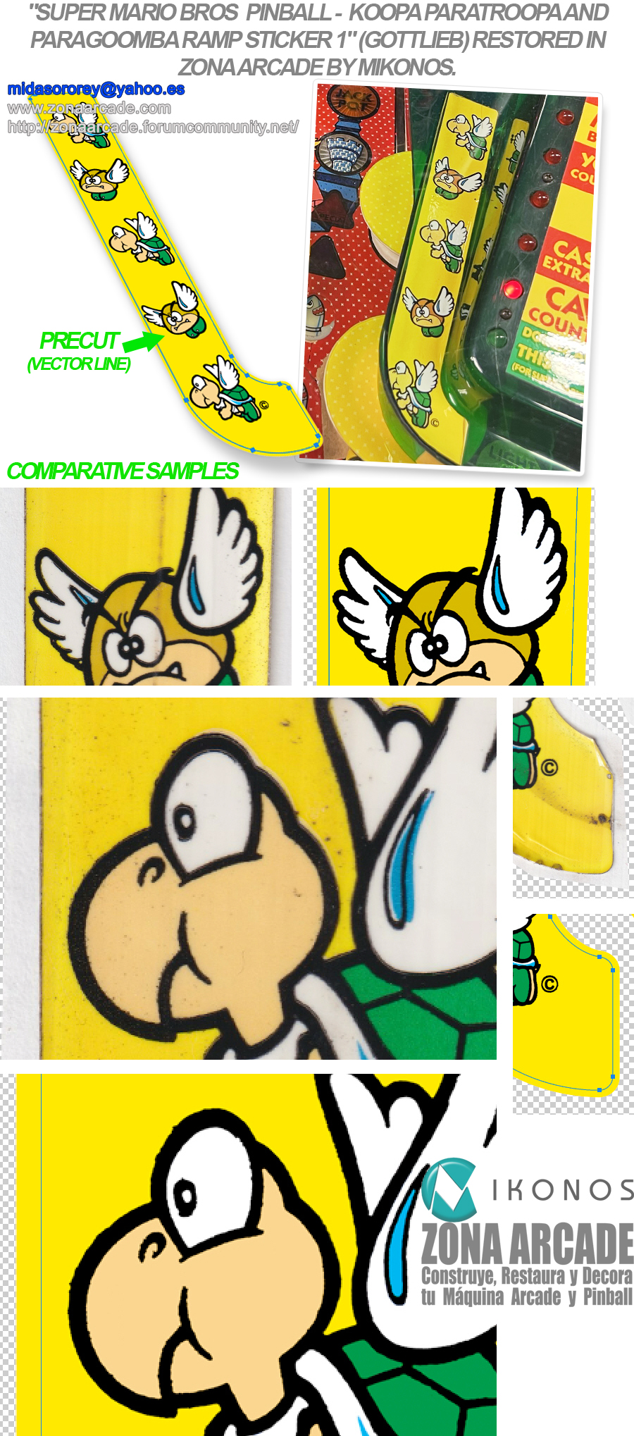 "SUPER MARIO BROS PINBALL - ALL PLAYFIELD STICKERS" (GOTTLIEB) artworks ...