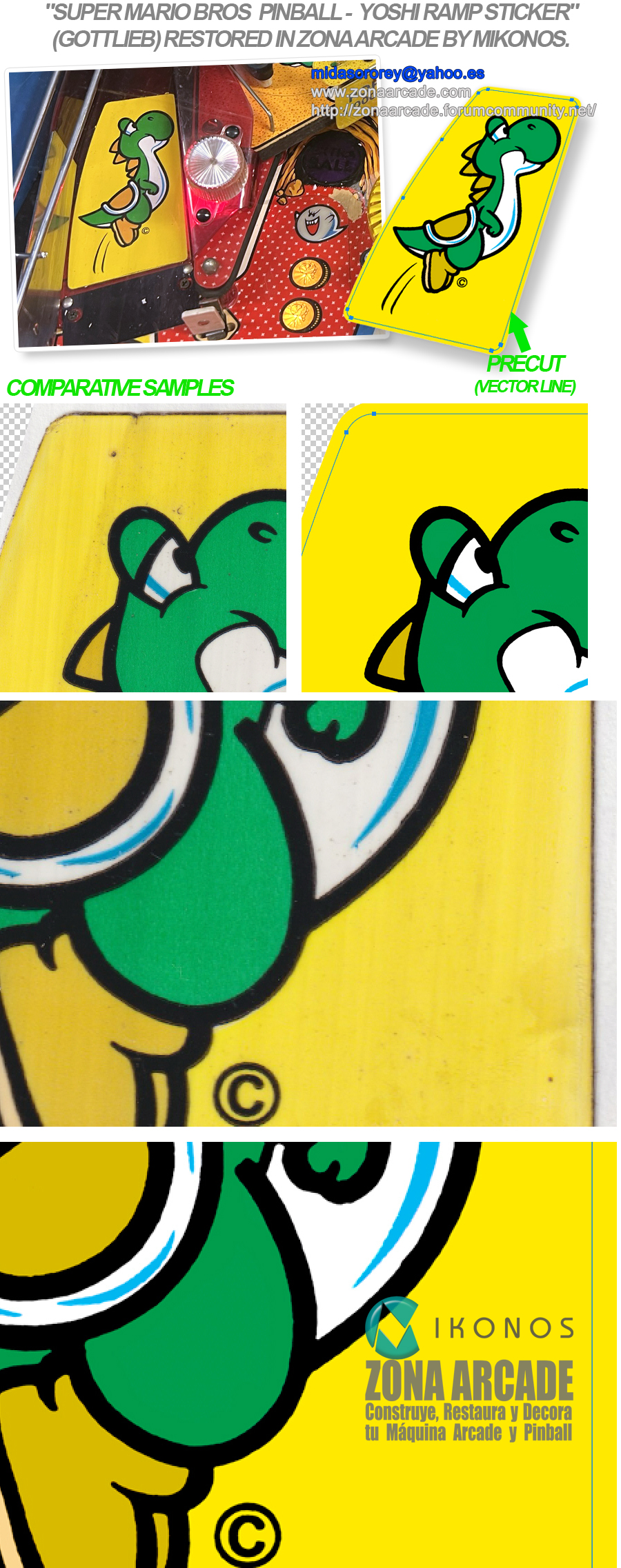 "SUPER MARIO BROS PINBALL - ALL PLAYFIELD STICKERS" (GOTTLIEB) artworks ...