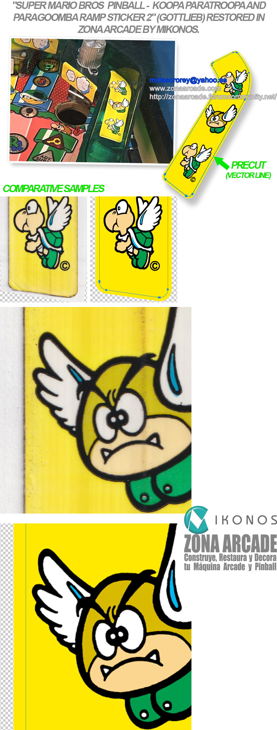 "SUPER MARIO BROS PINBALL - ALL PLAYFIELD STICKERS" (GOTTLIEB) artworks ...