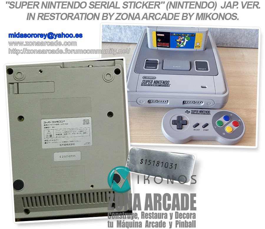 "SUPER NINTENDO SERIAL STICKER" (NINTENDO) japan version for to restore ...