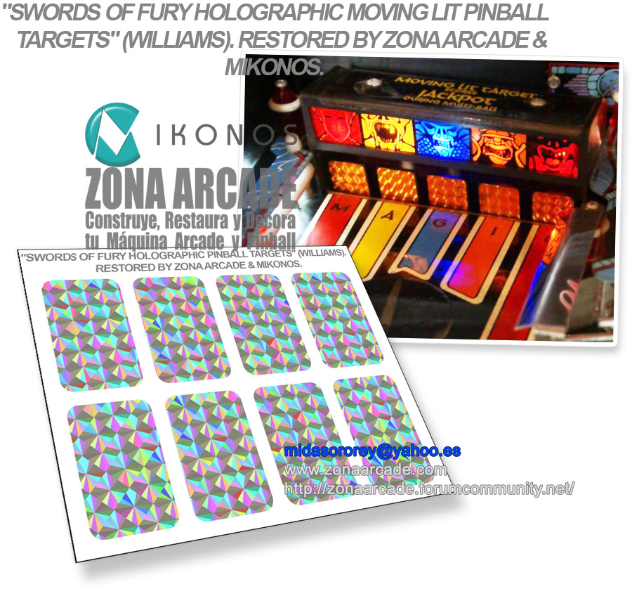 "SWORDS OF FURY HOLOGRAPHIC MOVING LIT PINBALL TARGETS" restored by in ...