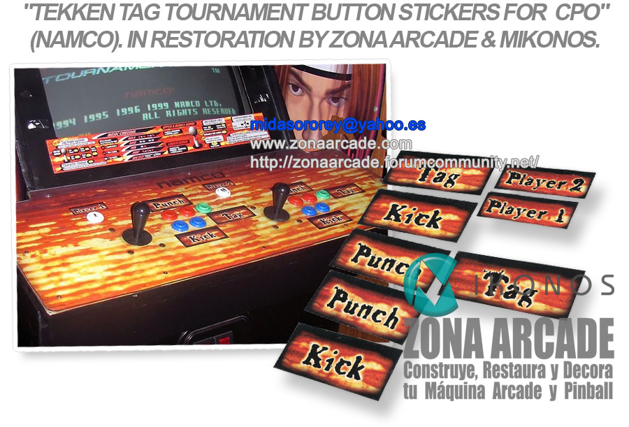 "TEKKEN TAG TOURNAMENT BUTTON STICKERS FOR CONTROL PANEL" (NAMCO ...
