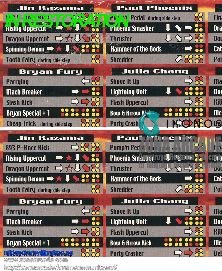 "TEKKEN TAG TOURNAMENT MOVE LIST STICKER TT40-08910-00" (NAMCO) eng ...