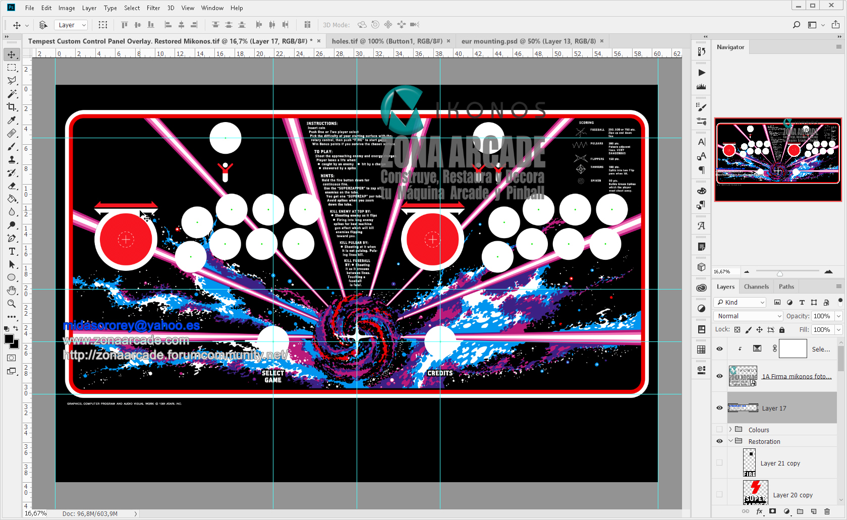 "Tempest Control Panel Overlay Customized for 2 players" (ATARI ...