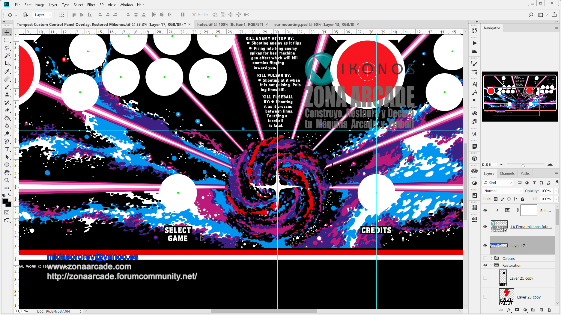 "Tempest Control Panel Overlay Customized for 2 players" (ATARI ...