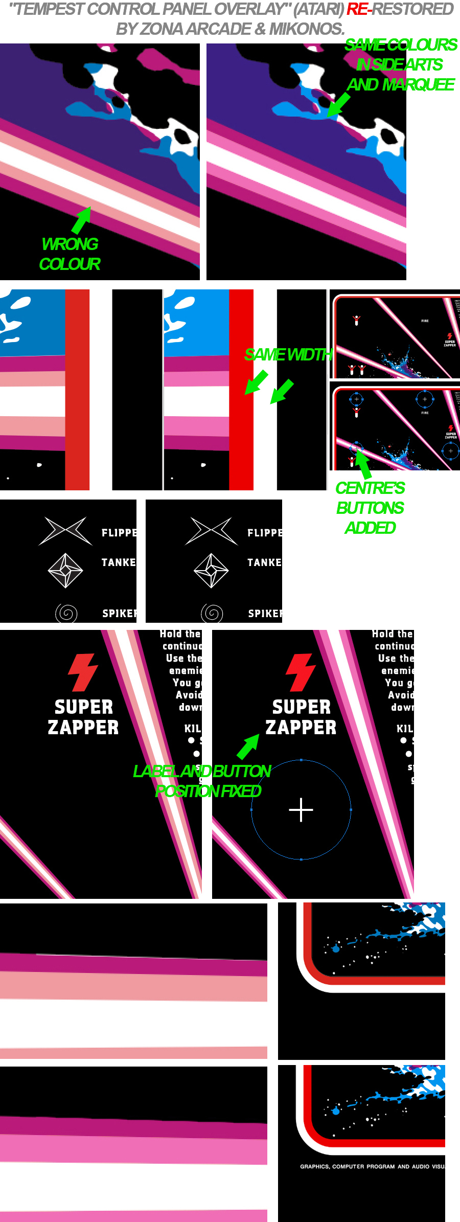 "TEMPEST CONTROL PANEL OVERLAY" (ATARI) arcade artwork file restore in ...