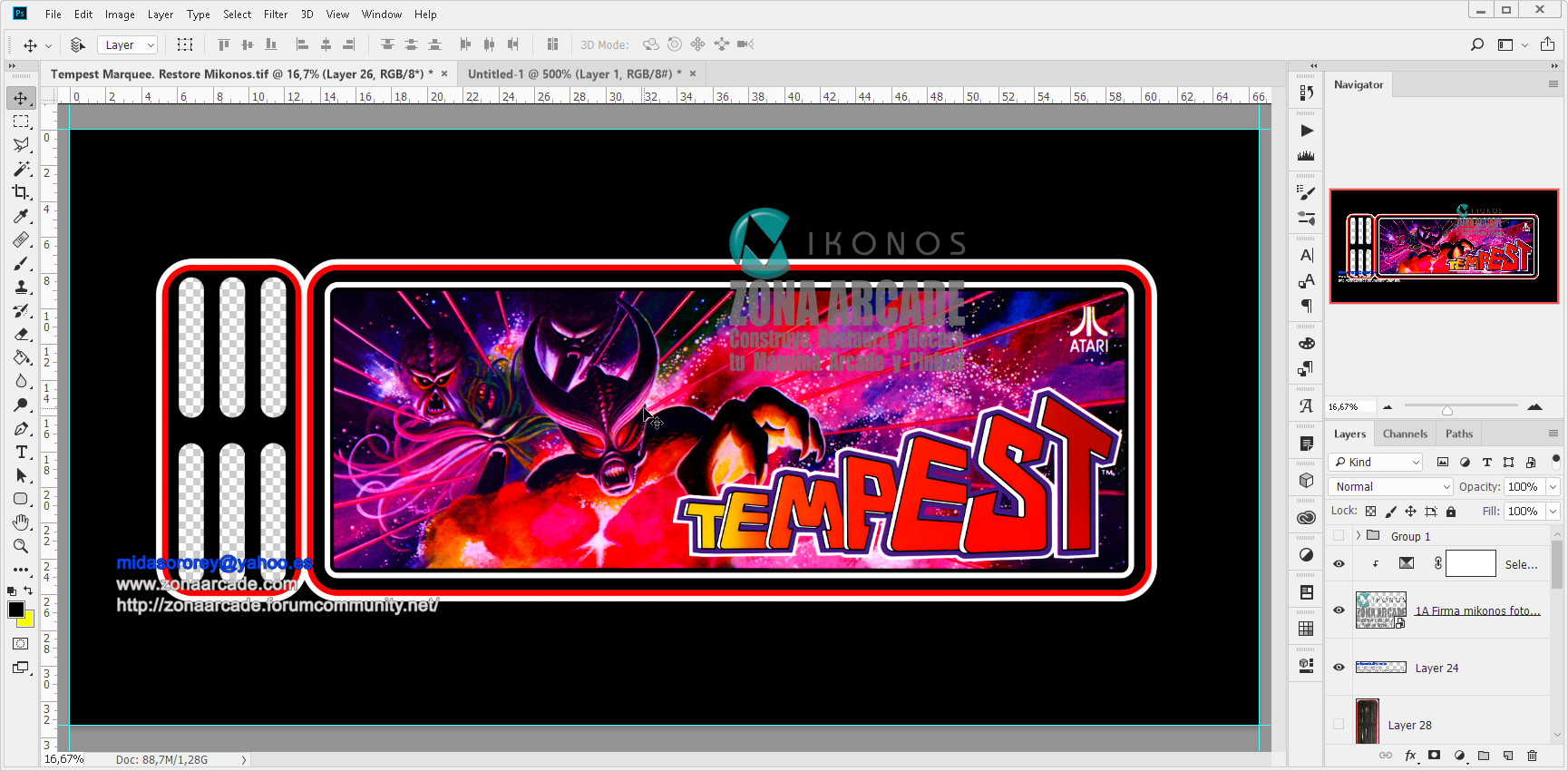 "TEMPEST MARQUEE" (ATARI) arcade artwork file restore in Zona Arcade by ...