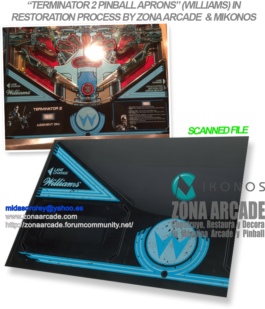 "TERMINATOR 2 PINBALL APRONS" (WILLIAMS) scanned files for to restore ...
