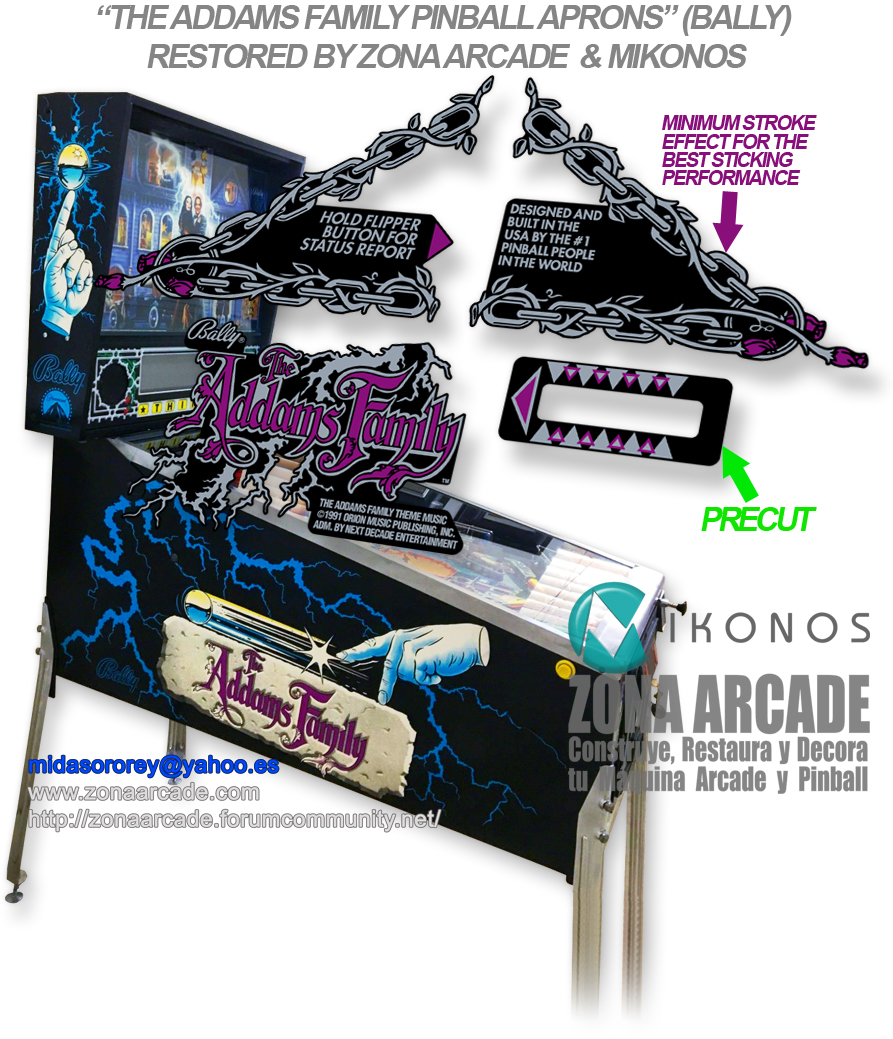 "THE ADDAMS FAMILY PINBALL APRONS" (BALLY) artworks in restoration ...