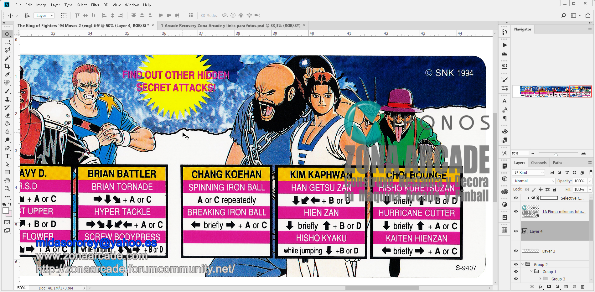 "THE KING OF FIGHTERS '94 MOVE LIST STICKER 2" (SNK / NEO-GEO SYSTEM ...