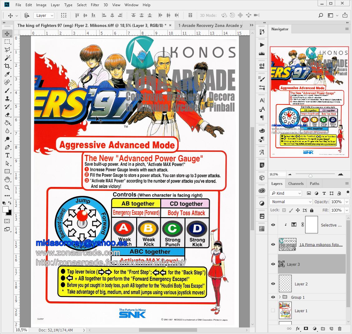 "THE KING OF FIGHTERS '97 FLYER 2" (SNK) eng. ver. arcade artwork ...