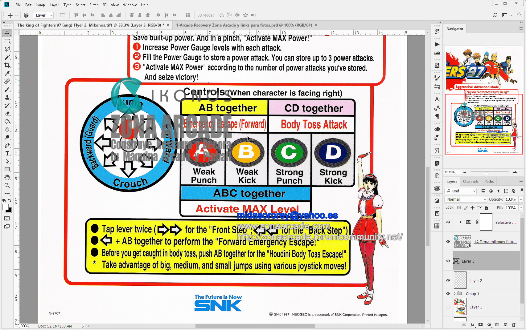 "THE KING OF FIGHTERS '97 FLYER 2" (SNK) eng. ver. arcade artwork ...