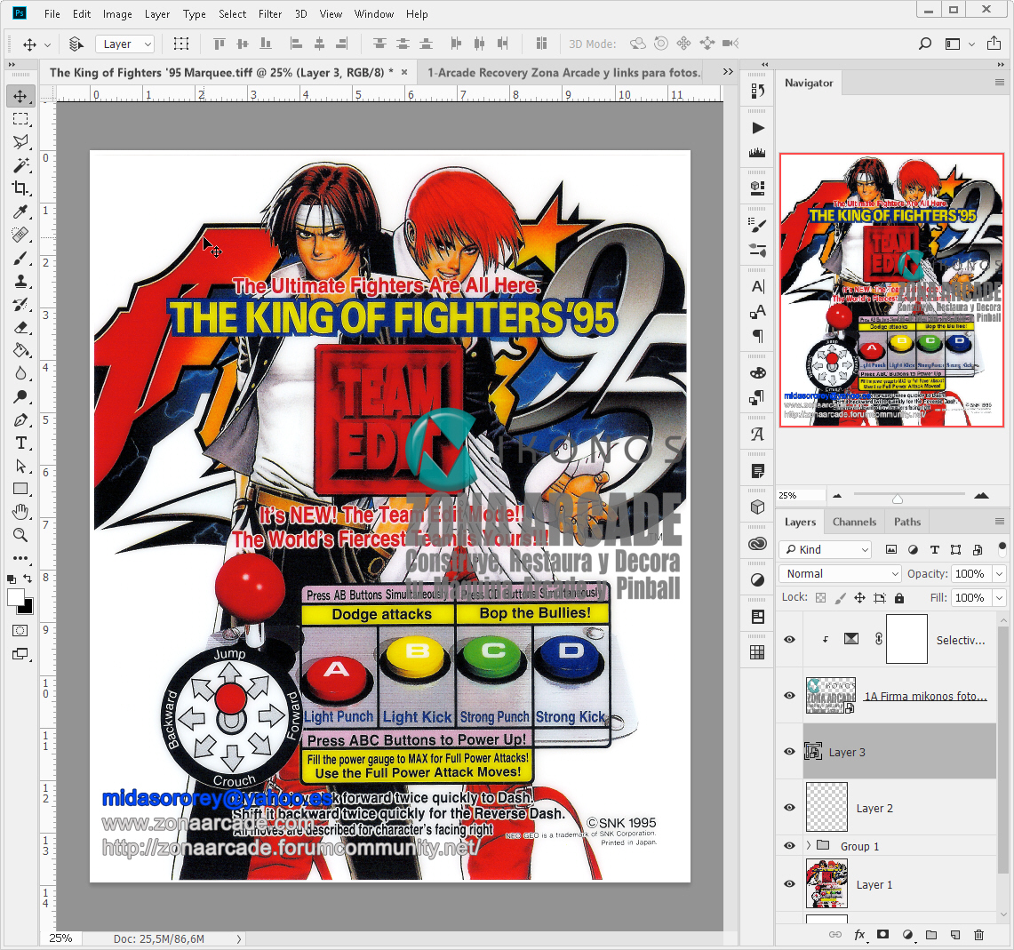 "THE KING OF FIGHTERS '95 MINI-MARQUEE" (SNK) eng. ver. arcade artwork ...