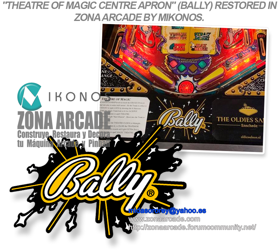 "THEATRE OF MAGIC PINBALL APRONS" (BALLY) scanned artwork file restored ...
