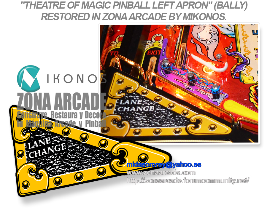 "THEATRE OF MAGIC PINBALL APRONS" (BALLY) scanned artwork file restored ...