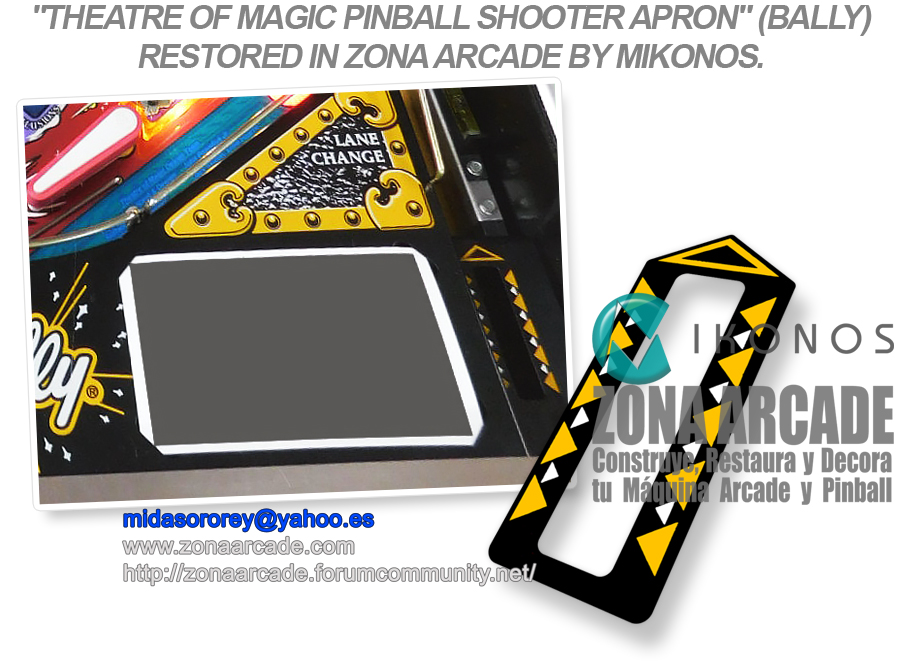 "THEATRE OF MAGIC PINBALL APRONS" (BALLY) scanned artwork file restored ...