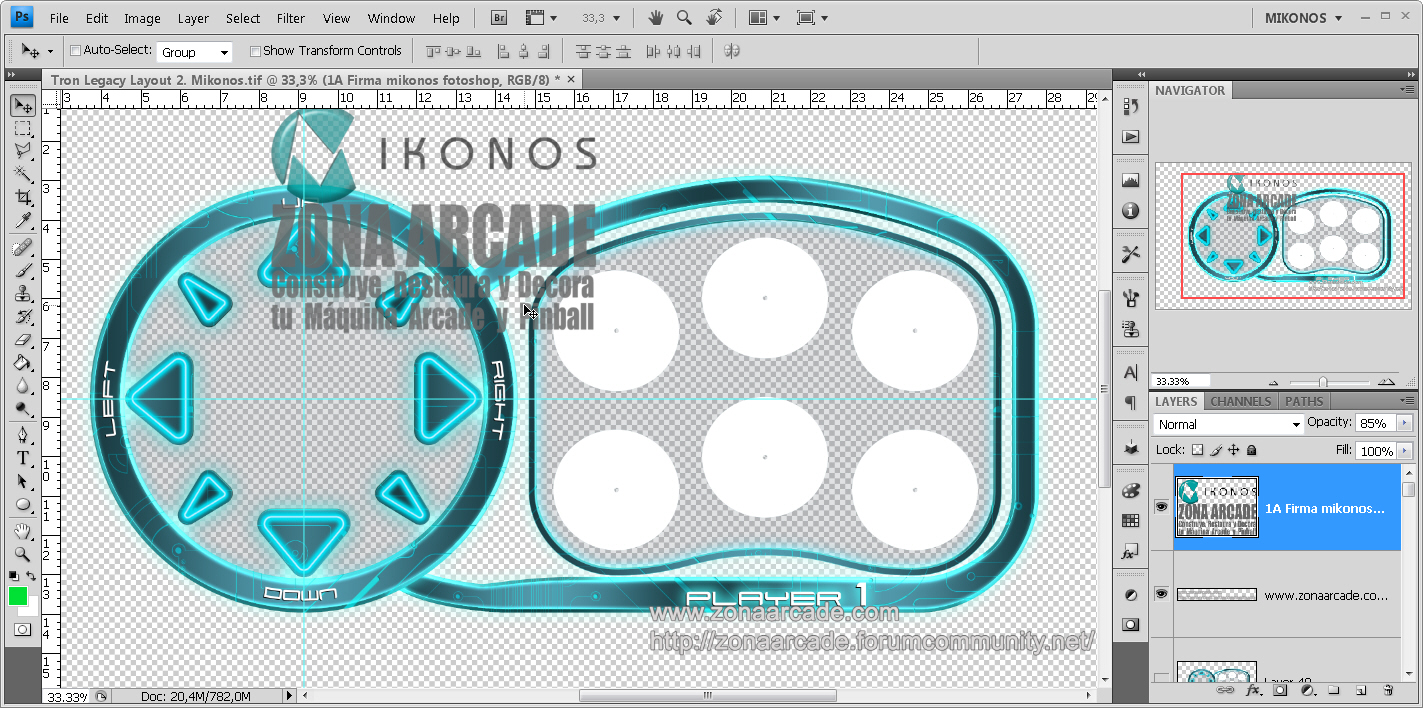 Custom "Tron Legacy Layout" (SET 2), artwork for sticks and buttons ...