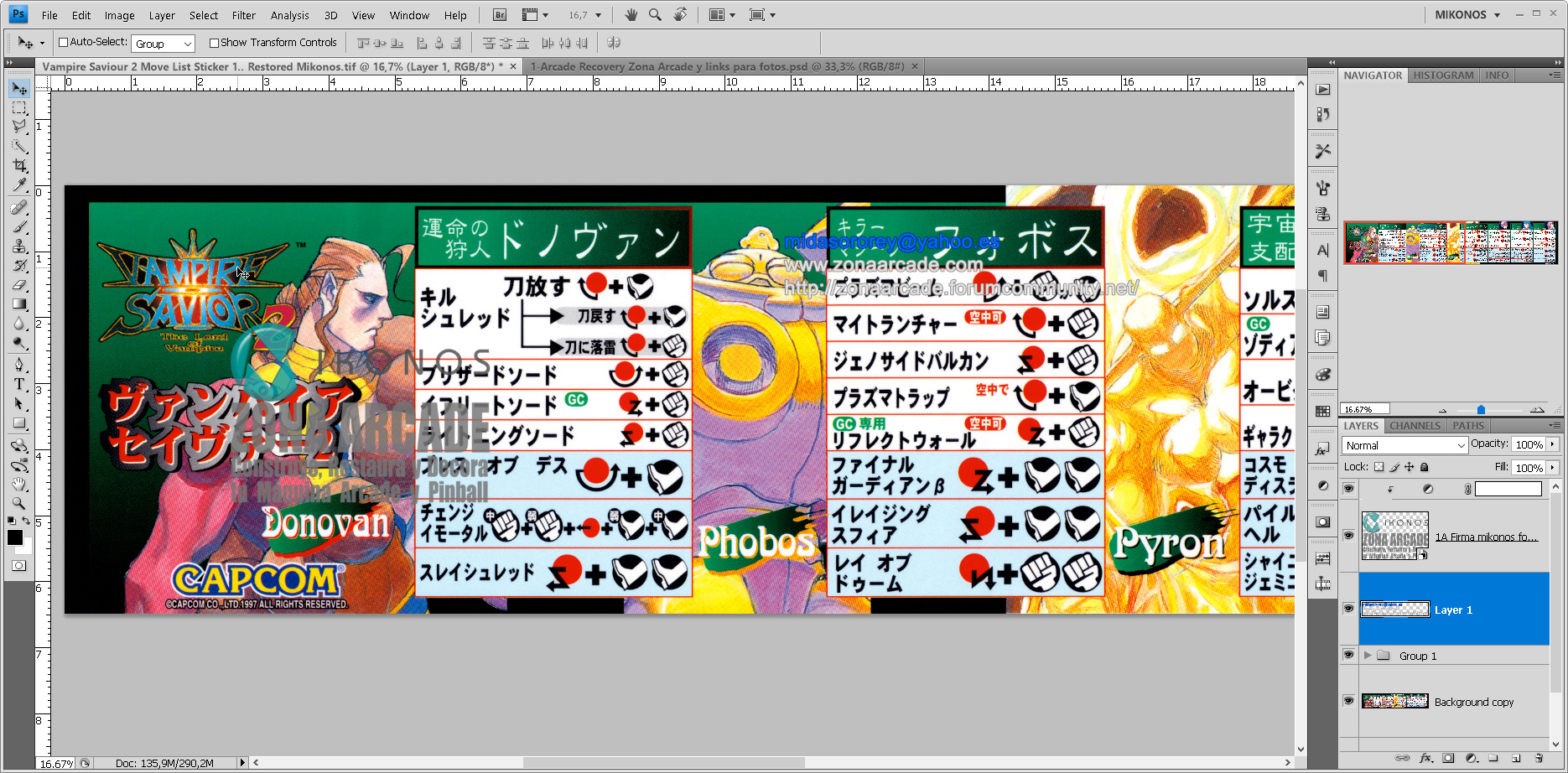 "VAMPIRE SAVIOR 2 THE LORD OF VAMPIRE MOVE LIST STICKER 2 VS2979003-2 ...