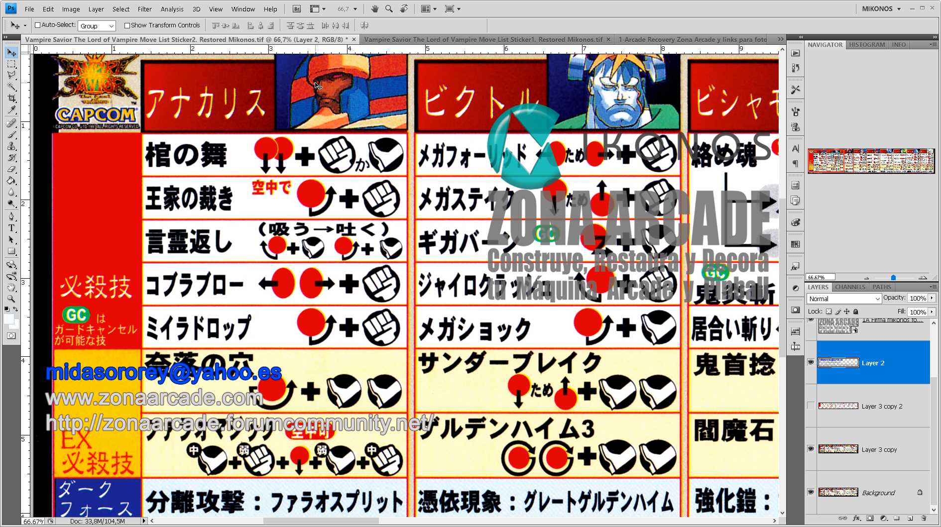 "VAMPIRE SAVIOR THE LORD OF VAMPIRE MOVE LIST STICKER 2" (CAPCOM ...