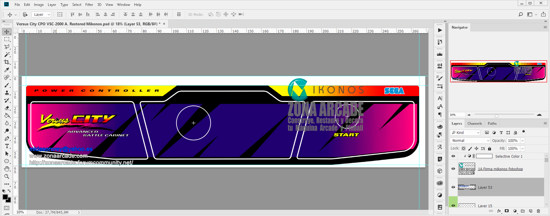 "VERSUS CITY CONTROL PANEL OVERLAY VSC-2001 - Type 1 & 2" (SEGA) arcade file restored by Zona ...