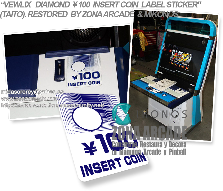 "VEWLIX DIAMOND ¥ 100 INSERT COIN LABEL STICKER" (TAITO). Restored by ...