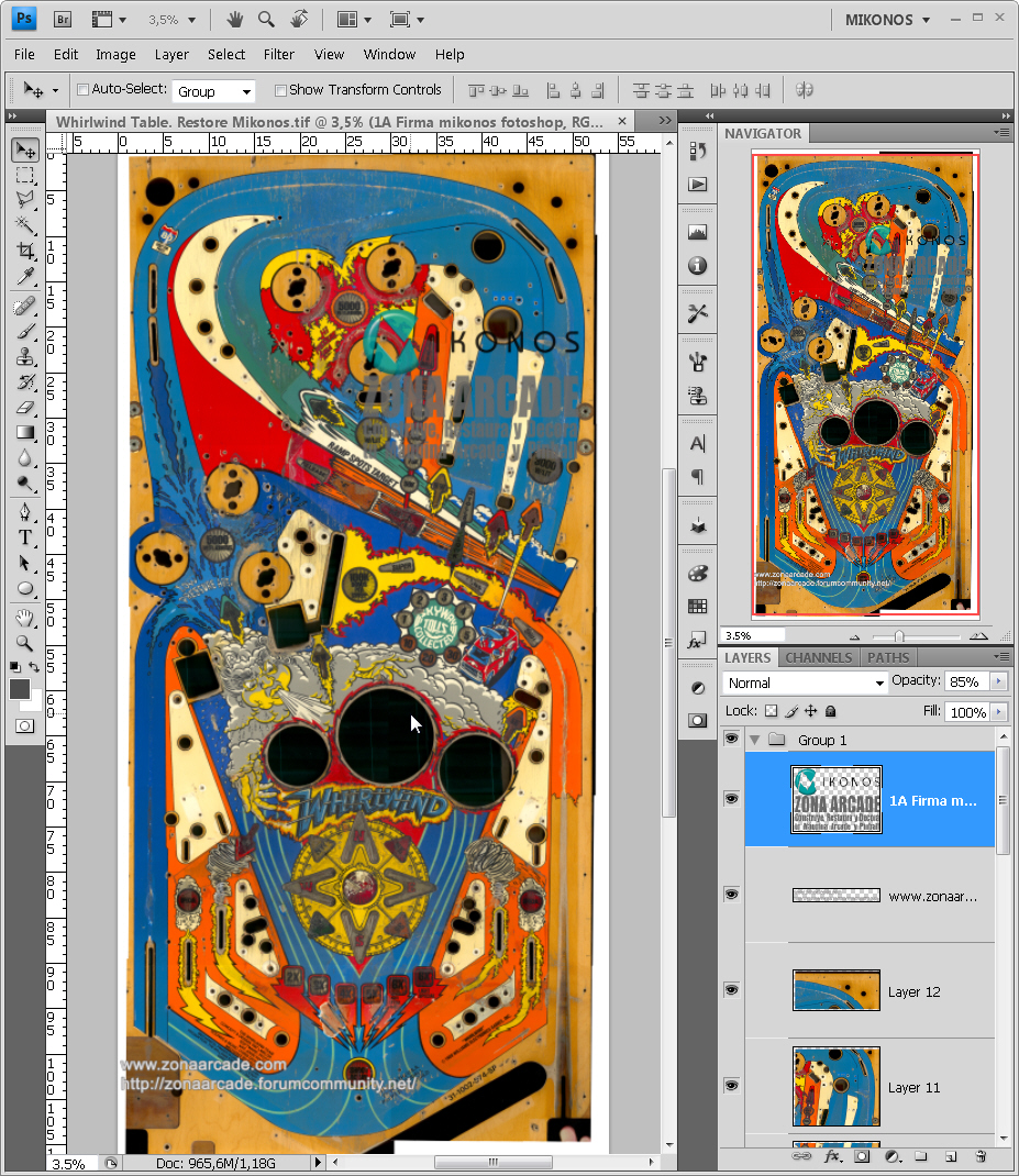 "WHIRLWIND PINBALL PLAYFIELD" (WILLIAMS) in restoration process. By ...