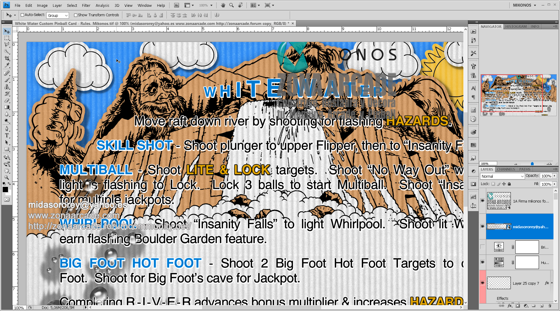 "White Water Custom Pinball Cards" (WILLIAMS). Designed by Zona Arcade ...
