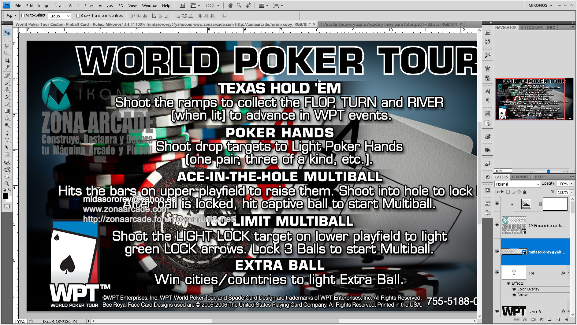 "World Poker Tour Pinball Cards Customized" (STERN). Designed by Zona ...