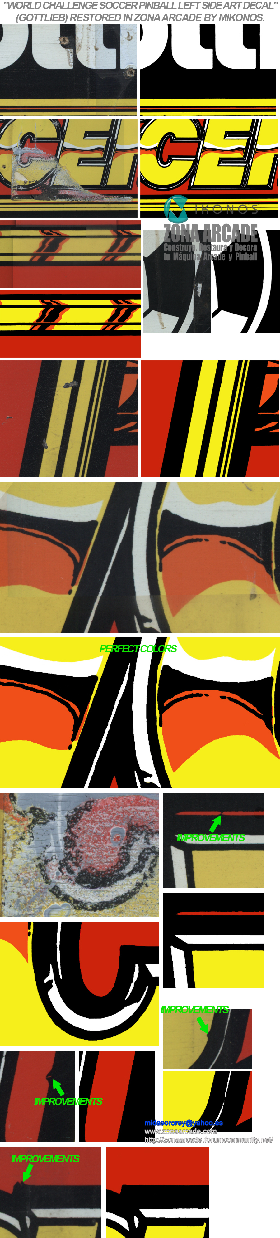"WORLD CHALLENGE SOCCER PREMIER PINBALL DECALS" (GOTTLIEB) artworks in ...