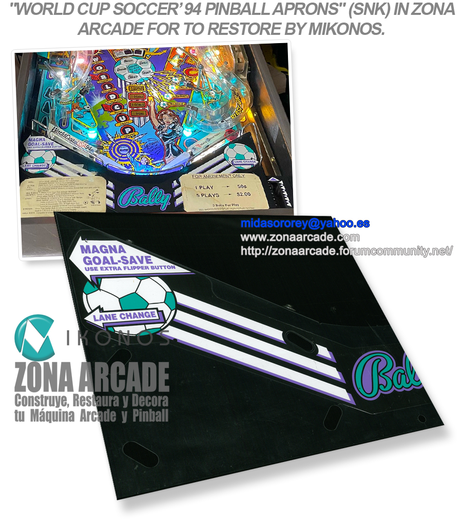 "WORLD CUP SOCCER '94 PINBALL APRONS" (BALLY) artworks in Zona Arcade
