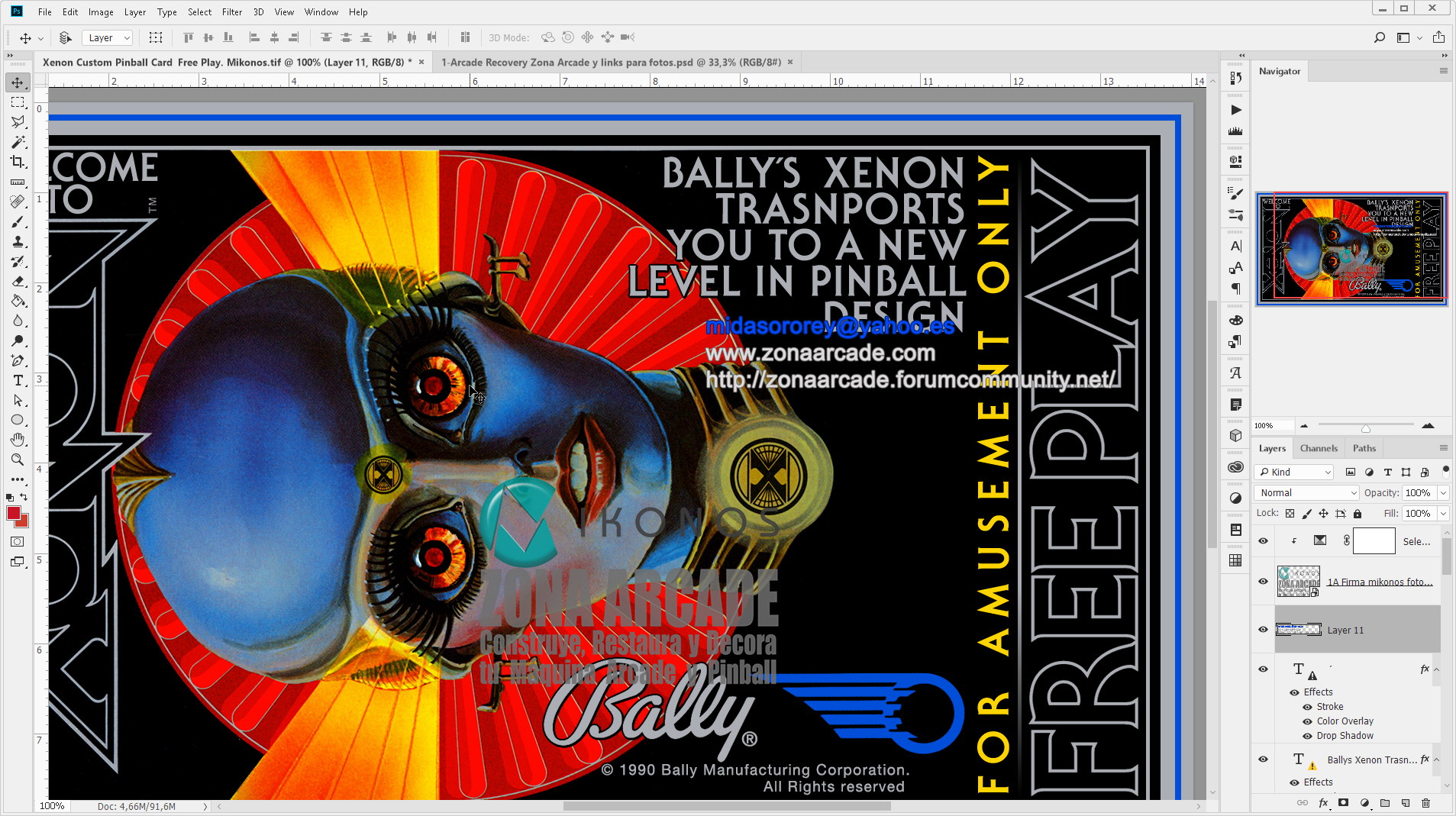 "Xenon Custom Pinball Cards" (BALLY). Designed by Zona Arcade and Mikonos
