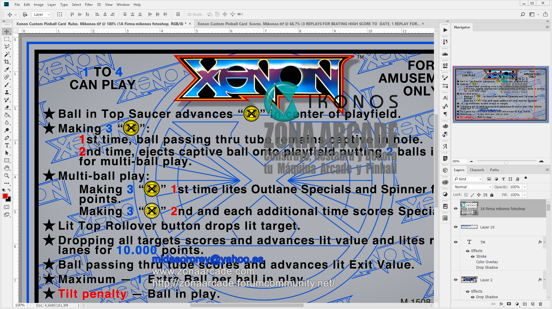 "Xenon Custom Pinball Cards" (BALLY). Designed by Zona Arcade and Mikonos