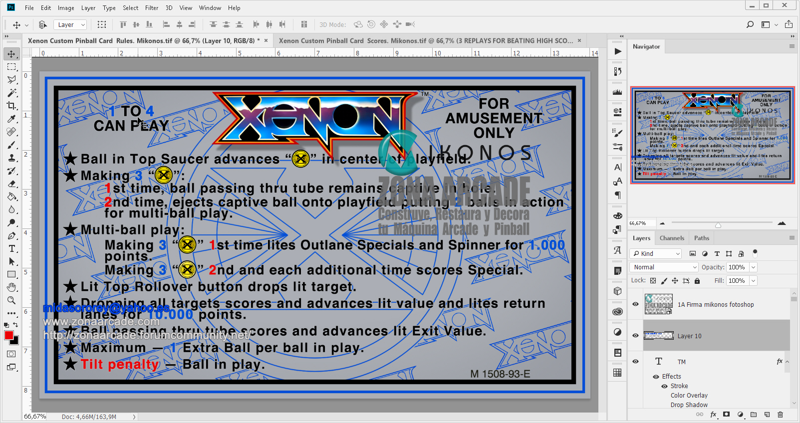 "Xenon Custom Pinball Cards" (BALLY). Designed by Zona Arcade and Mikonos
